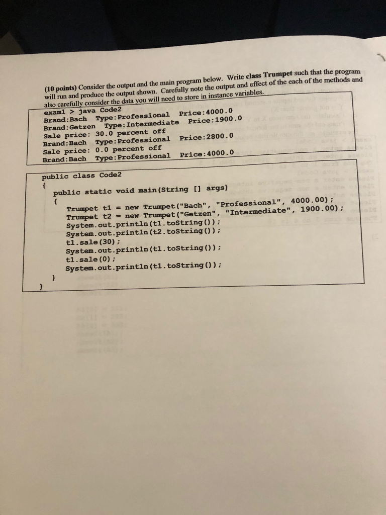 Solved (10 points) Consider the output and the main program | Chegg.com