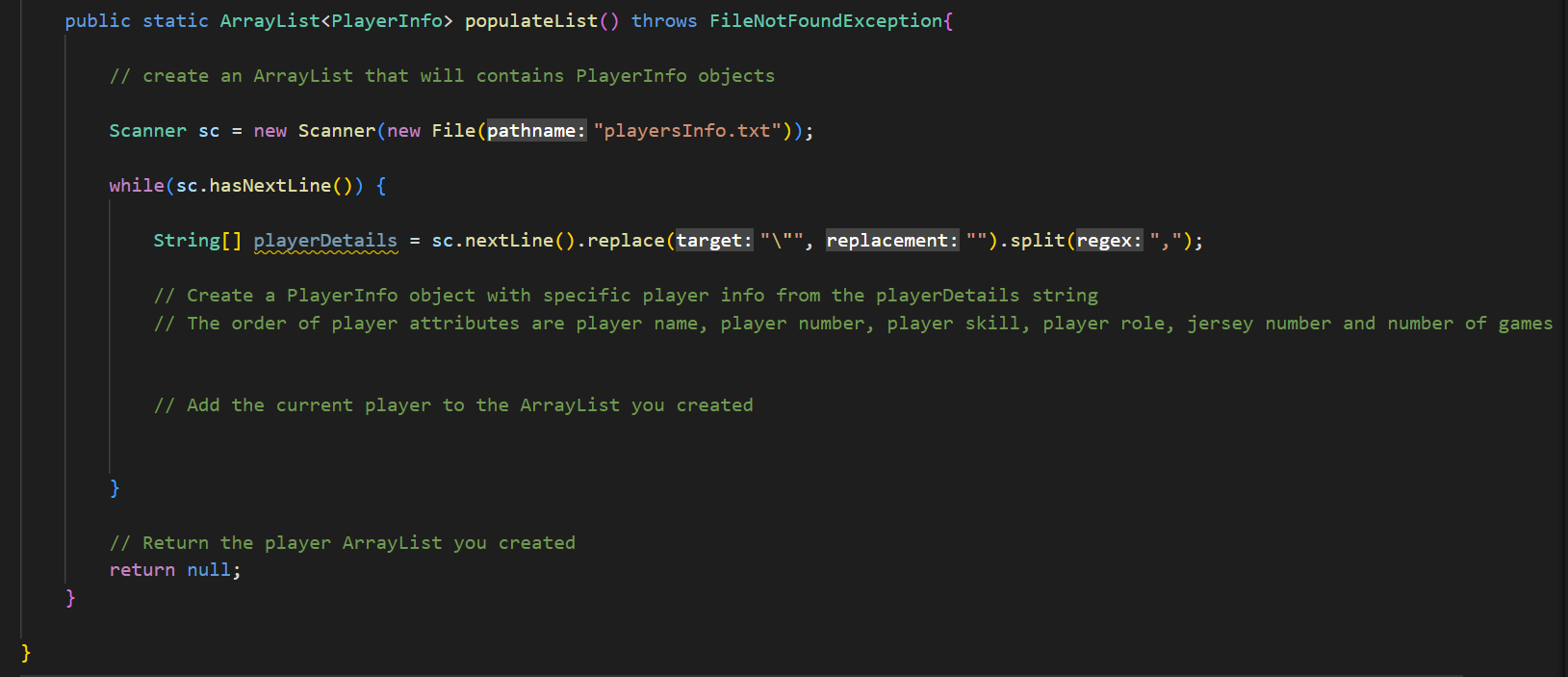 given the PlayerInfo.java public class PlayerInfo | Chegg.com