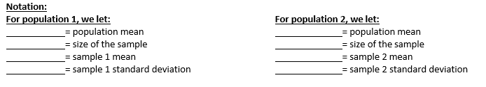 Solved Notation: For population 1, we let: For population 2, | Chegg.com