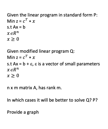 Solved Given the linear program in standard form P: Min z = | Chegg.com