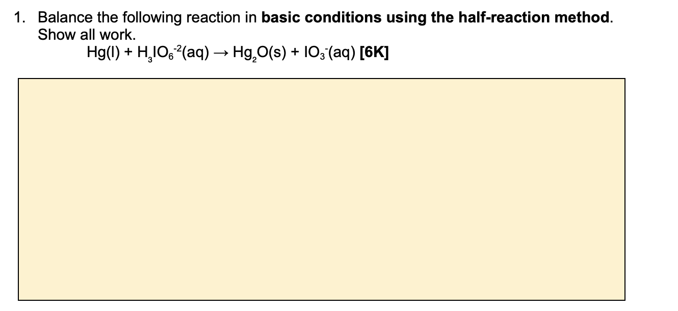 Solved Balance the following reaction in basic conditions | Chegg.com
