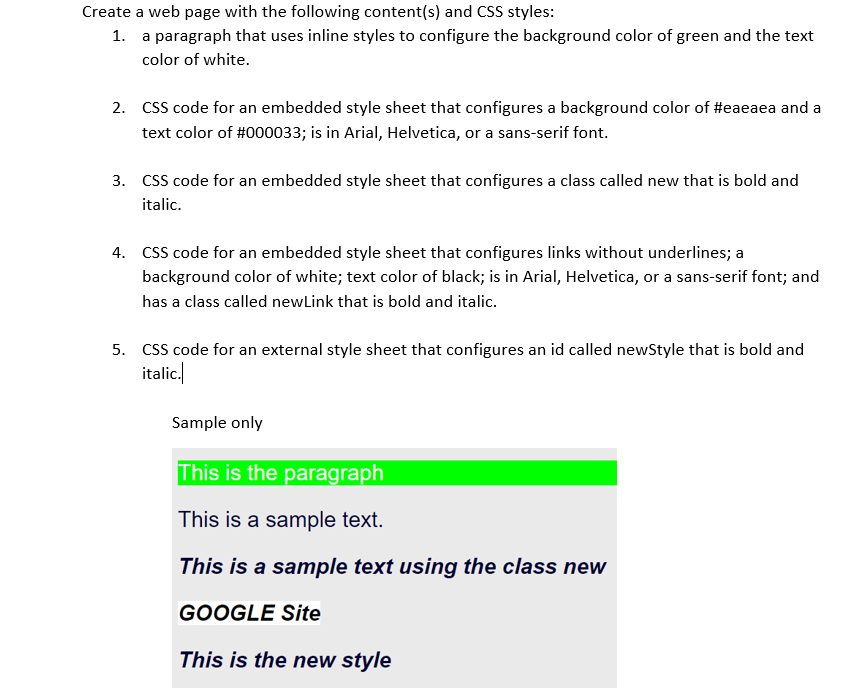 Solved Create a web page with the following content(s) and | Chegg.com