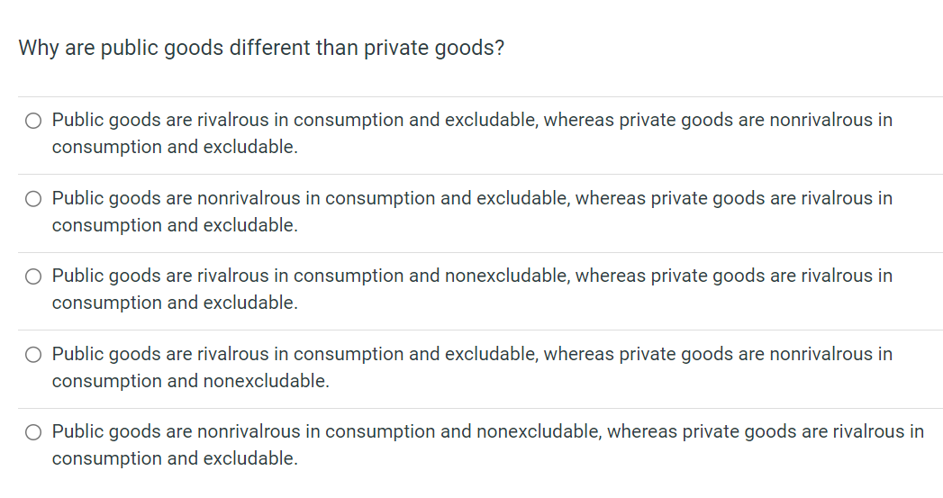 Solved Why are public goods different than private goods? | Chegg.com