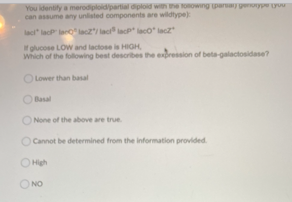 Solved You identify a merodiploid/partial diploid that | Chegg.com