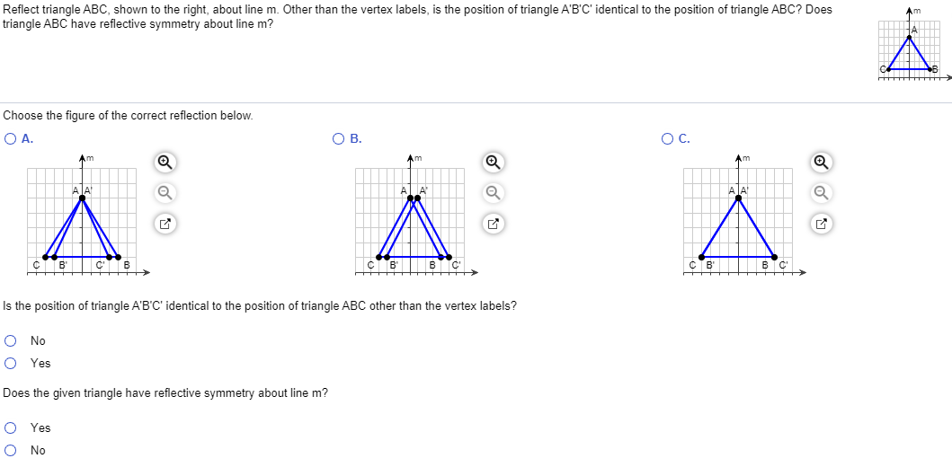 Solved Reflect triangle ABC, shown to the right, about line | Chegg.com