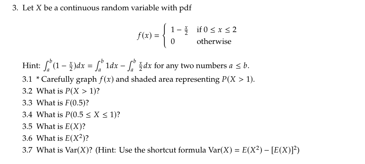 Solved 3. Let X be a continuous random variable with pdf | Chegg.com