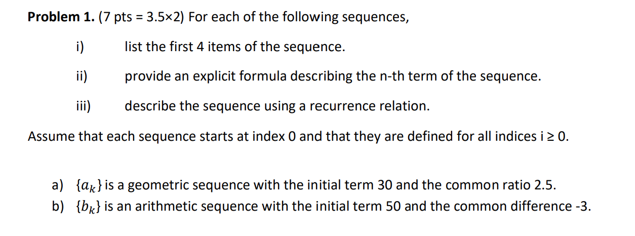 Solved Problem 1. ( 7 pts =3.5×2 ) For each of the following | Chegg.com