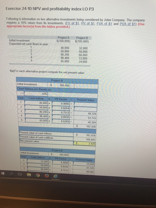 Solved Exercise 24-10 NPV and profitability index LO P3 | Chegg.com