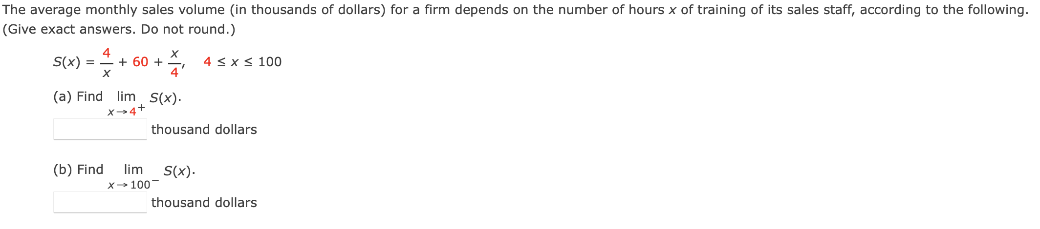 Solved The average monthly sales volume (in thousands of | Chegg.com