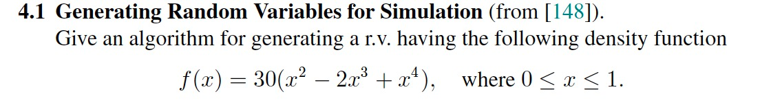 Solved 4.1 Generating Random Variables for Simulation (from | Chegg.com