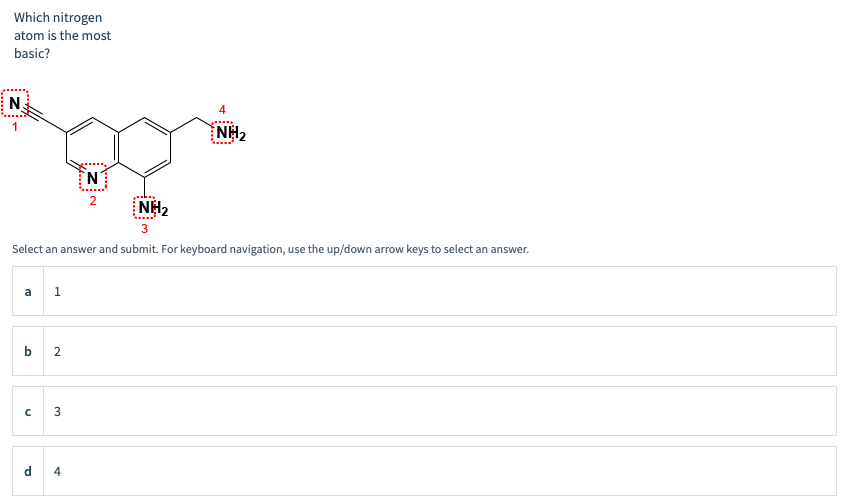Solved Which nitrogen atom is the most basic? N 1 NH2 NO 2 | Chegg.com