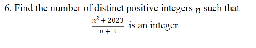Solved 6. Find the number of distinct positive integers n | Chegg.com