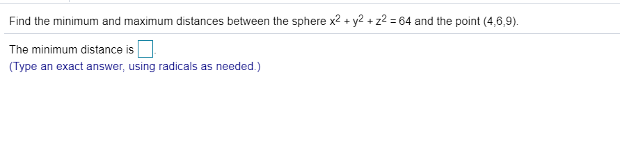 Solved Find the minimum and maximum distances between the | Chegg.com