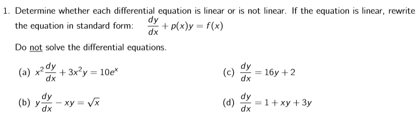 Solved 1. Determine whether each differential equation is | Chegg.com