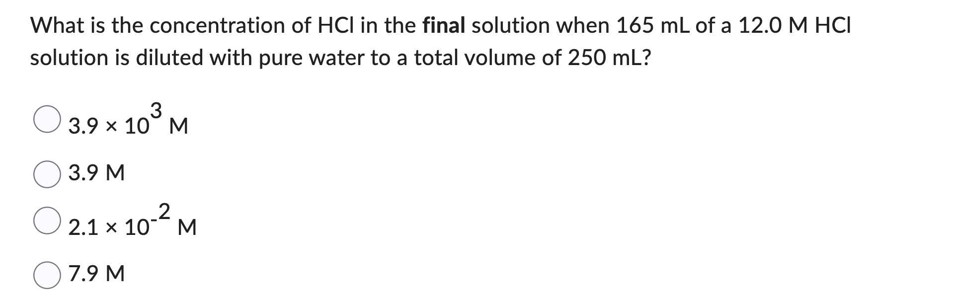 Solved What is the concentration of HCl in the final | Chegg.com