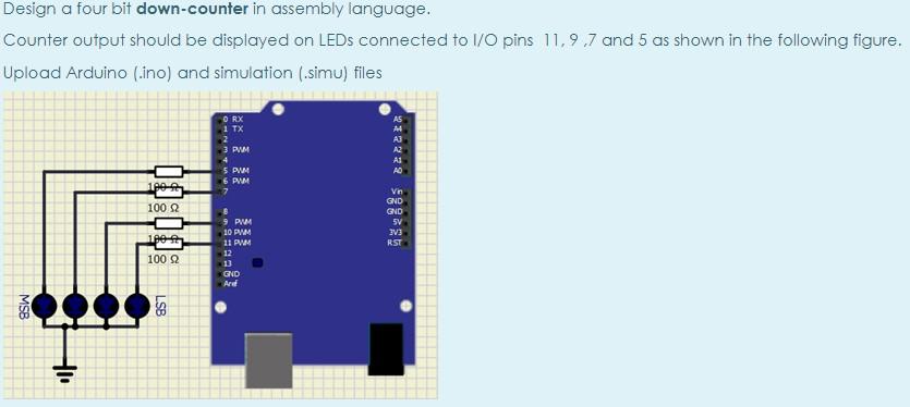 Solved Design a four bit down-counter in assembly language. | Chegg.com