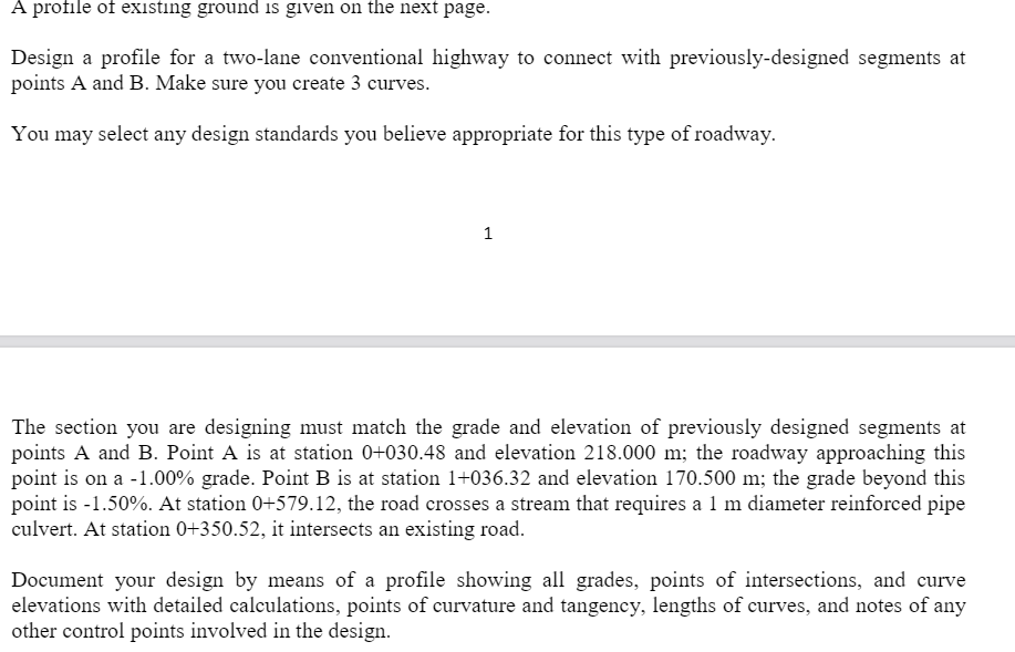 A profile of existing ground is given on the next | Chegg.com
