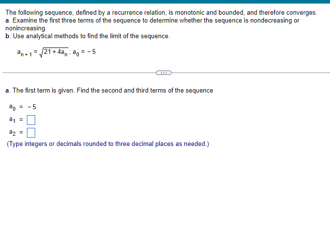 Solved The Following Sequence Defined By A Recurrence 9009