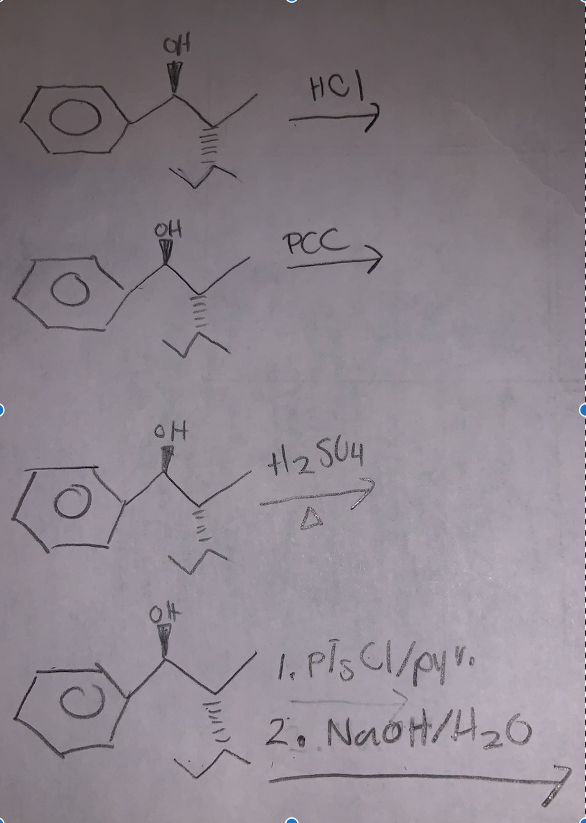 Solved HCl PCC .H2SO4 1. Pls Cl/pyre 2. NaOH/H₂O | Chegg.com