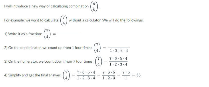 Solved I will introduce a new way of calculating combination | Chegg.com