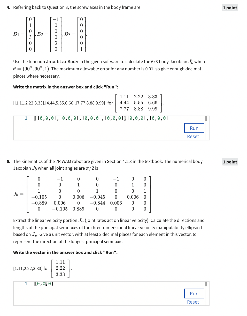 Solved Referring back to Question 3, ﻿the screw axes in the | Chegg.com
