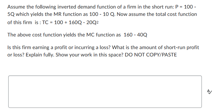 Solved Assume the following inverted demand function of a | Chegg.com