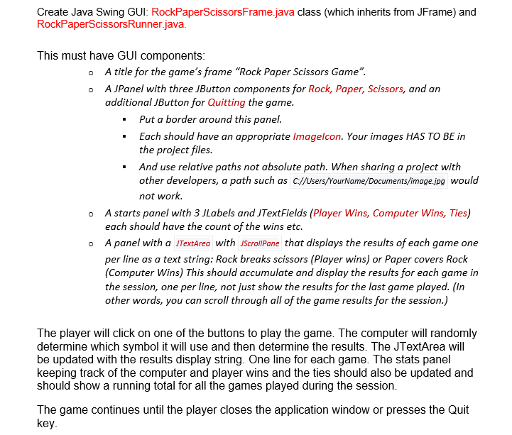 Solved Create Java Swing GUI: RockPaper ScissorsFrame.java | Chegg.com