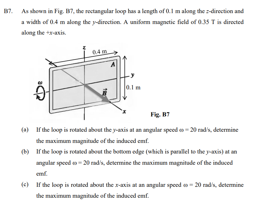 Solved B7. ﻿As shown in Fig. B7, ﻿the rectangular loop has a | Chegg.com