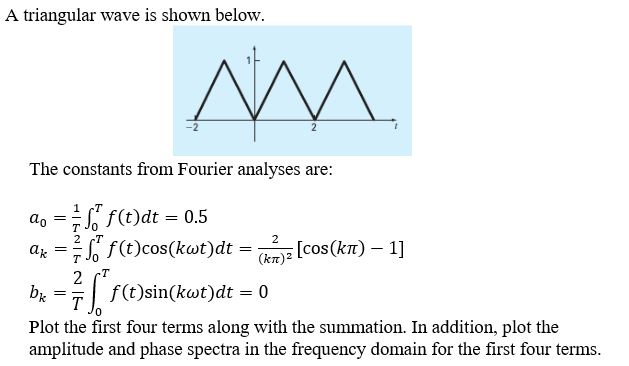 Solved A triangular wave is shown below. N . The constants | Chegg.com