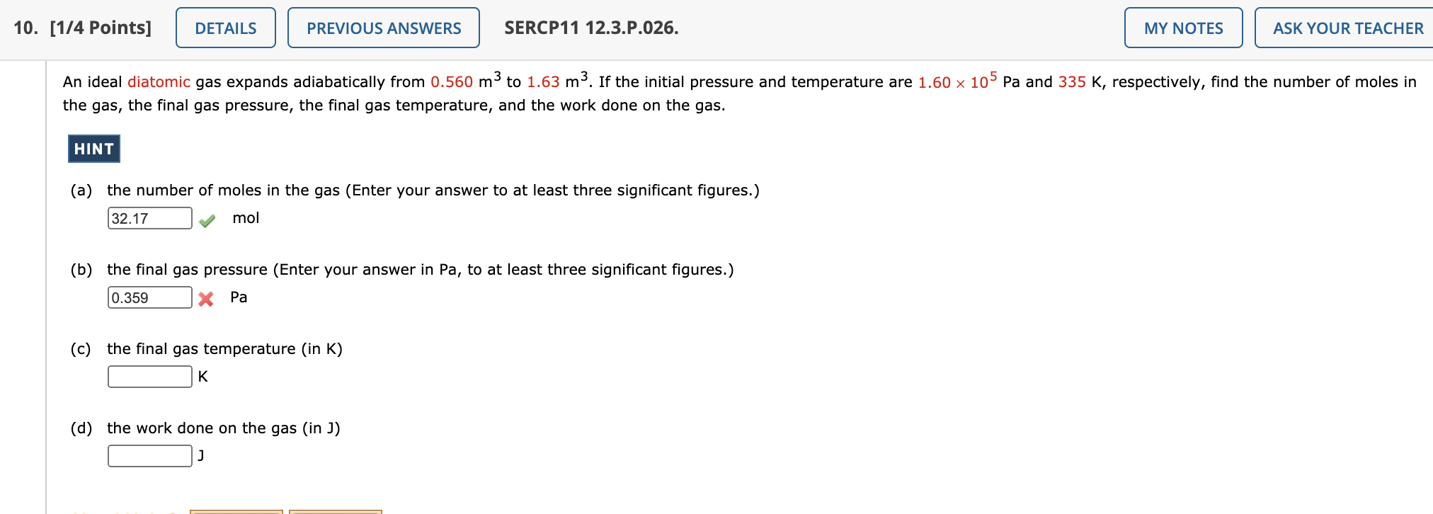 Solved 10 [1 4 Points] Details Previous Answers Sercp11