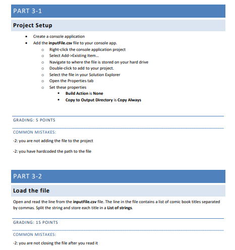 Solved PART 3-1 Project Setup Create a console application | Chegg.com