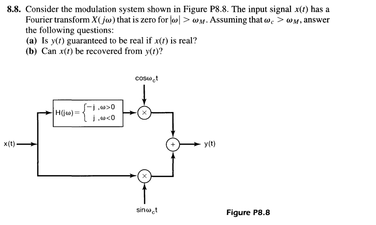 Solved 8.8. Consider the modulation system shown in Figure | Chegg.com