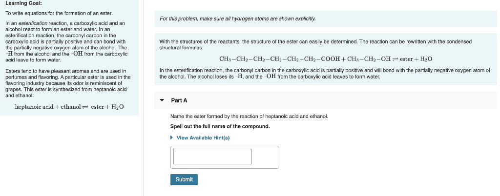 Solved What reactants will undergo an esterification | Chegg.com