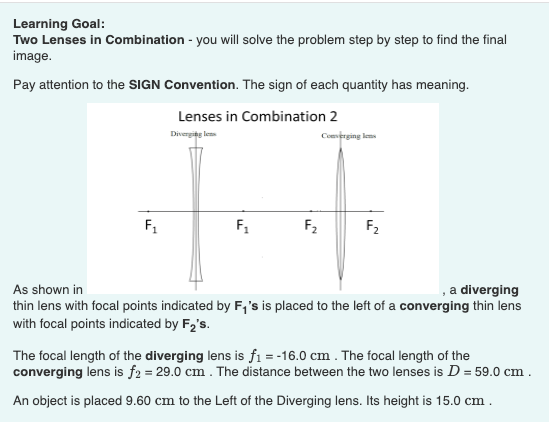 Solved Learning Goal: Two Lenses in Combination - you will | Chegg.com