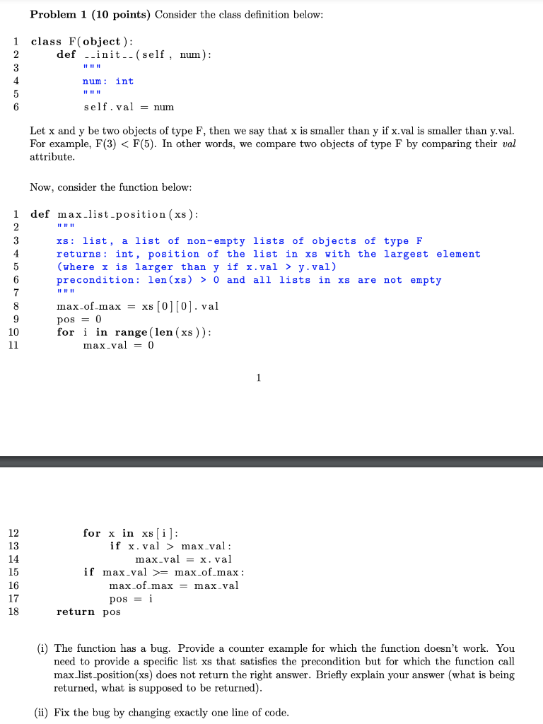 Solved Problem 1 (10 points) Consider the class definition | Chegg.com
