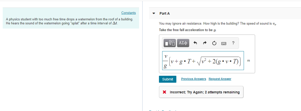 Solved A physics student with too much free time drops a | Chegg.com