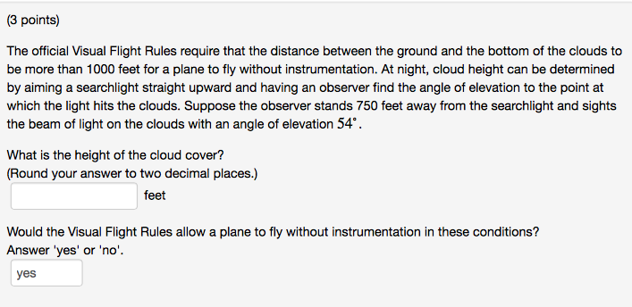 Solved (3 points) The official Visual Flight Rules require | Chegg.com