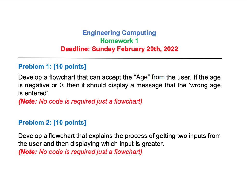 Solved Engineering Computing Homework 1 Deadline: Sunday | Chegg.com