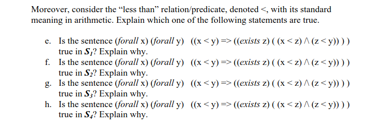Solved Moreover, consider the "less than" | Chegg.com