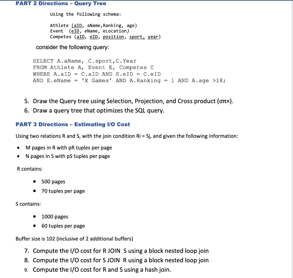 Solved PART 2 Directions - Query Tree Using the following | Chegg.com