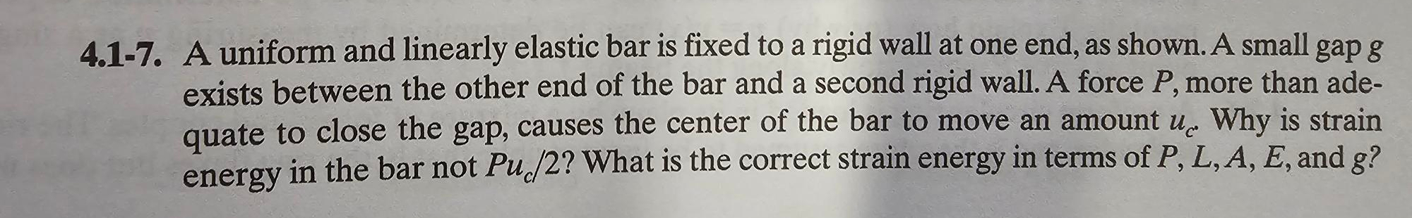 Solved 4.1-7. ﻿A uniform and linearly elastic bar is fixed | Chegg.com
