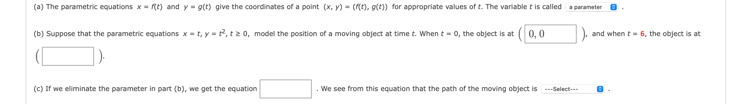 Solved (a) The parametric equations x = f(t) and y = g(t) | Chegg.com