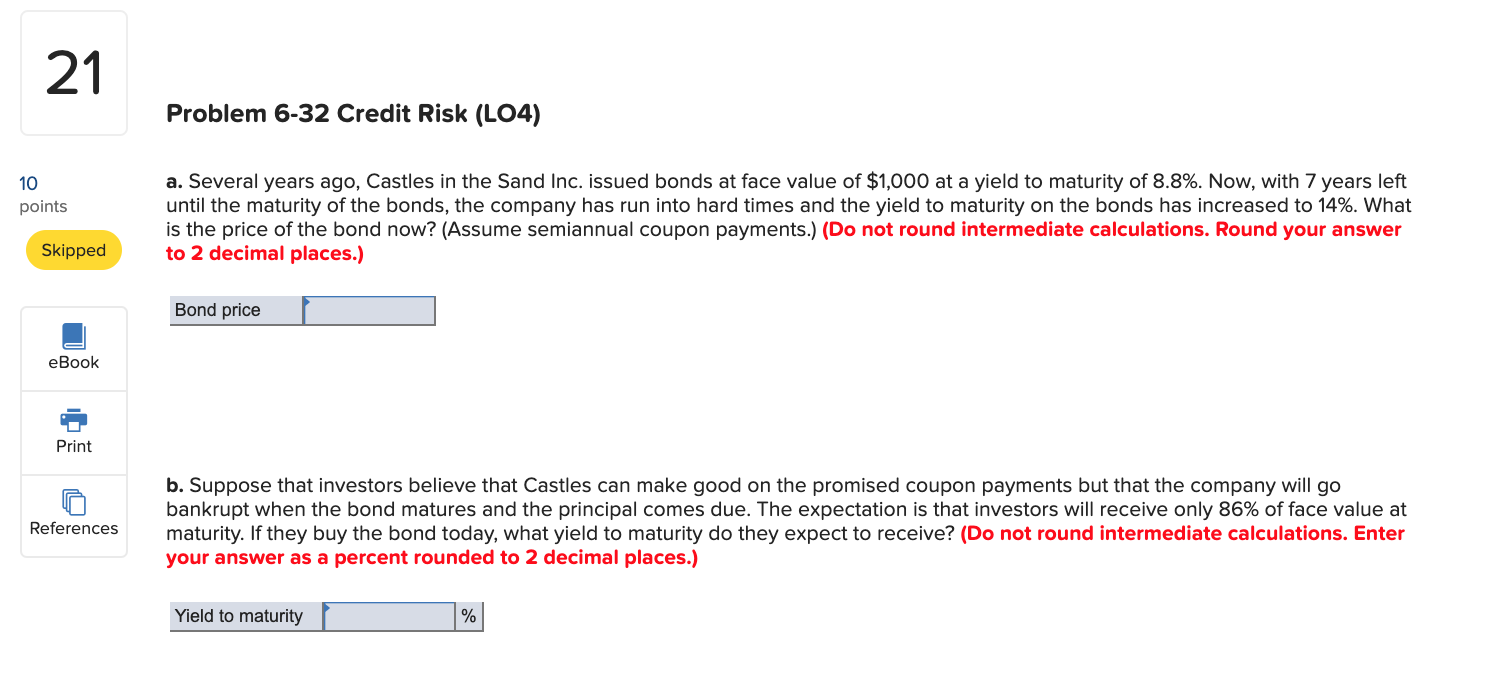 Solved Problem 6-32 Credit Risk (L04) points a. Several | Chegg.com Solved Problem 6-32 Credit Risk (L04) points a. Several | Chegg.com