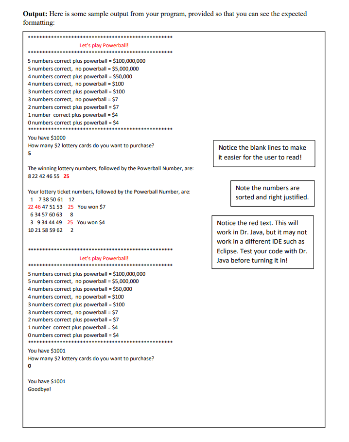 Solved Needs to be in JAVA Powerball Overview: Powerball is | Chegg.com