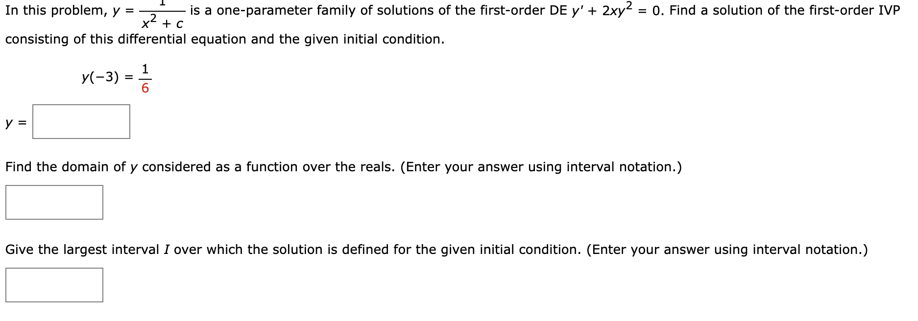Solved In this problem, y=cIn this problem, y=1x2+c ﻿is a | Chegg.com