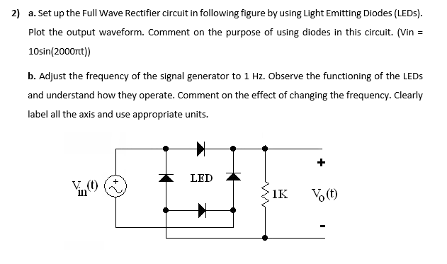 Solved a. ﻿Set up the Full Wave Rectifier circuit in | Chegg.com
