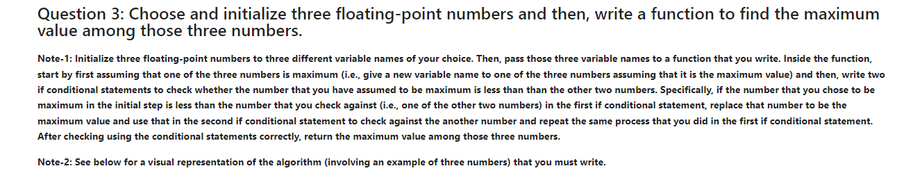 Question 3: Choose and initialize three | Chegg.com