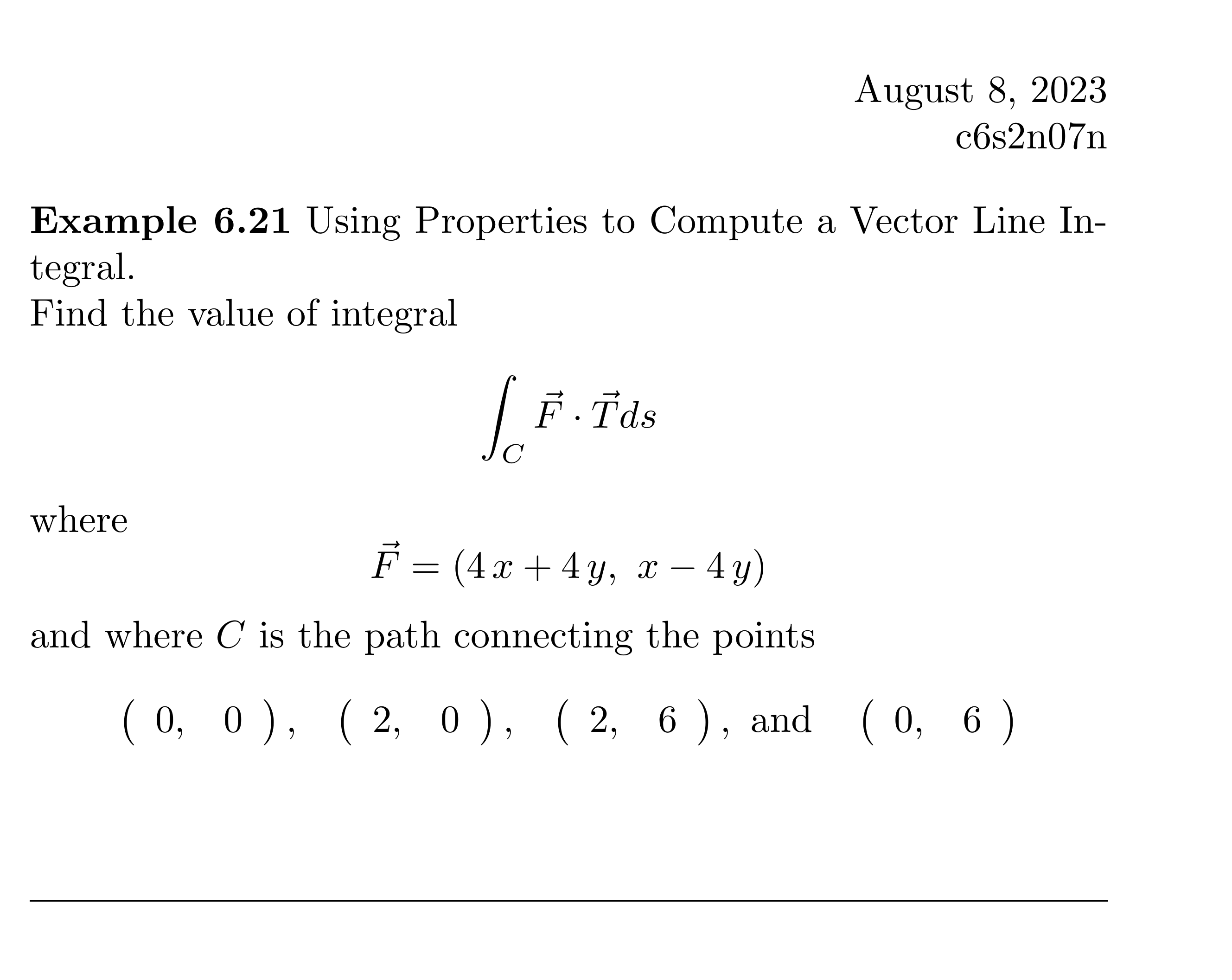 Solved Example 6.21 Using Properties to Compute a Vector | Chegg.com