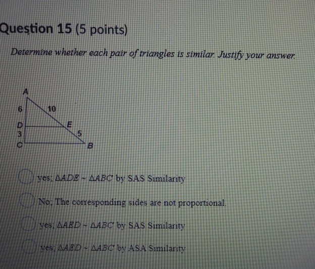 Solved Question 15 (5 points) Determine whether each pair of | Chegg.com