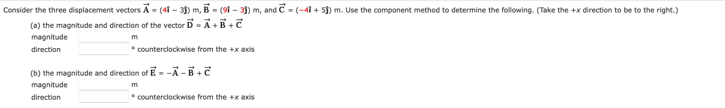 Solved Consider the three displacement vectors | Chegg.com